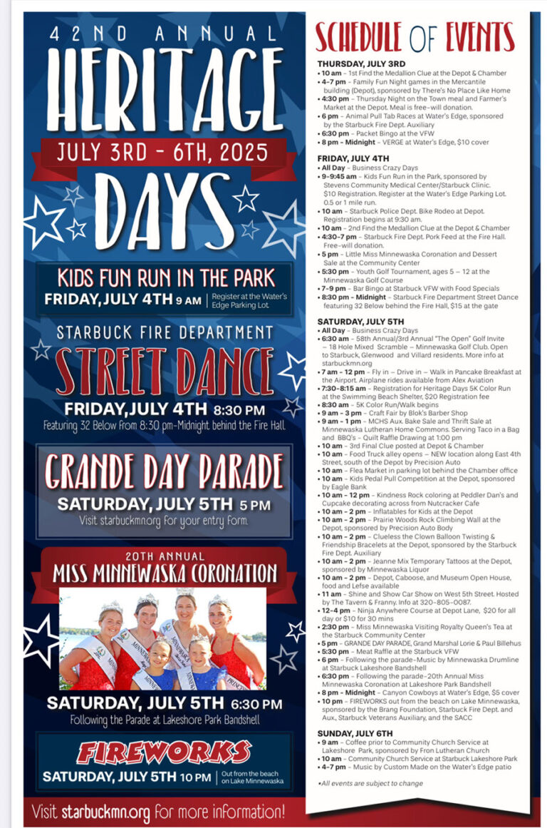 Starbuck Minnesota Chamber of Commerce – Lake Minnewaska